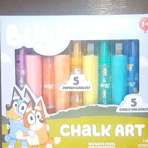 Toys | Newbluey Chalk Art Set With 5 Jumbo Chalks And Stencil Included ...